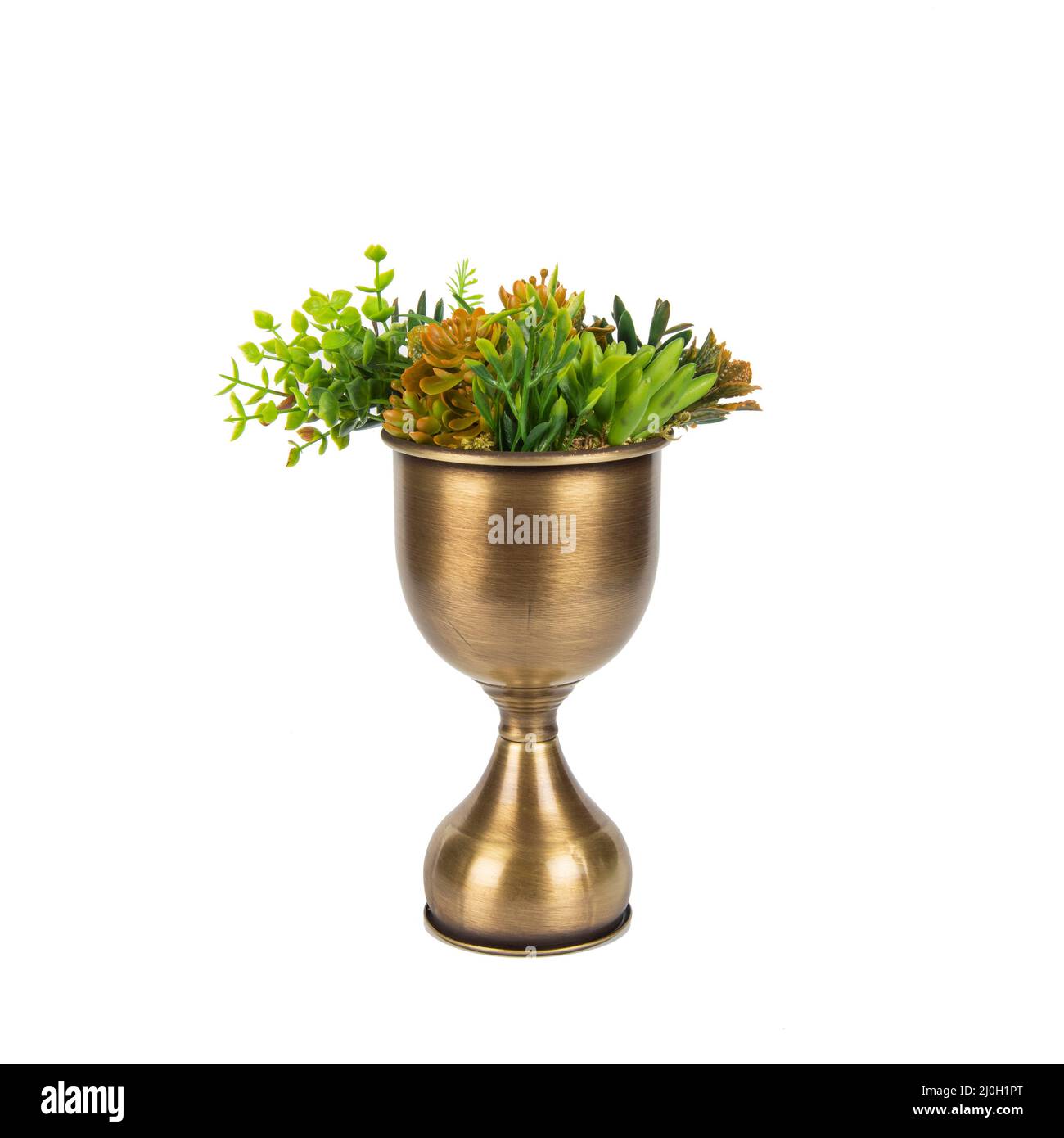 metal flower pots decorative objects for home on white background ...