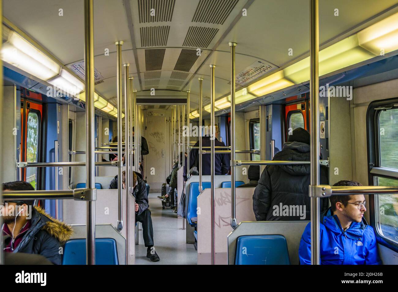 Train Interior Scene, Athens, Greece Stock Photo - Alamy