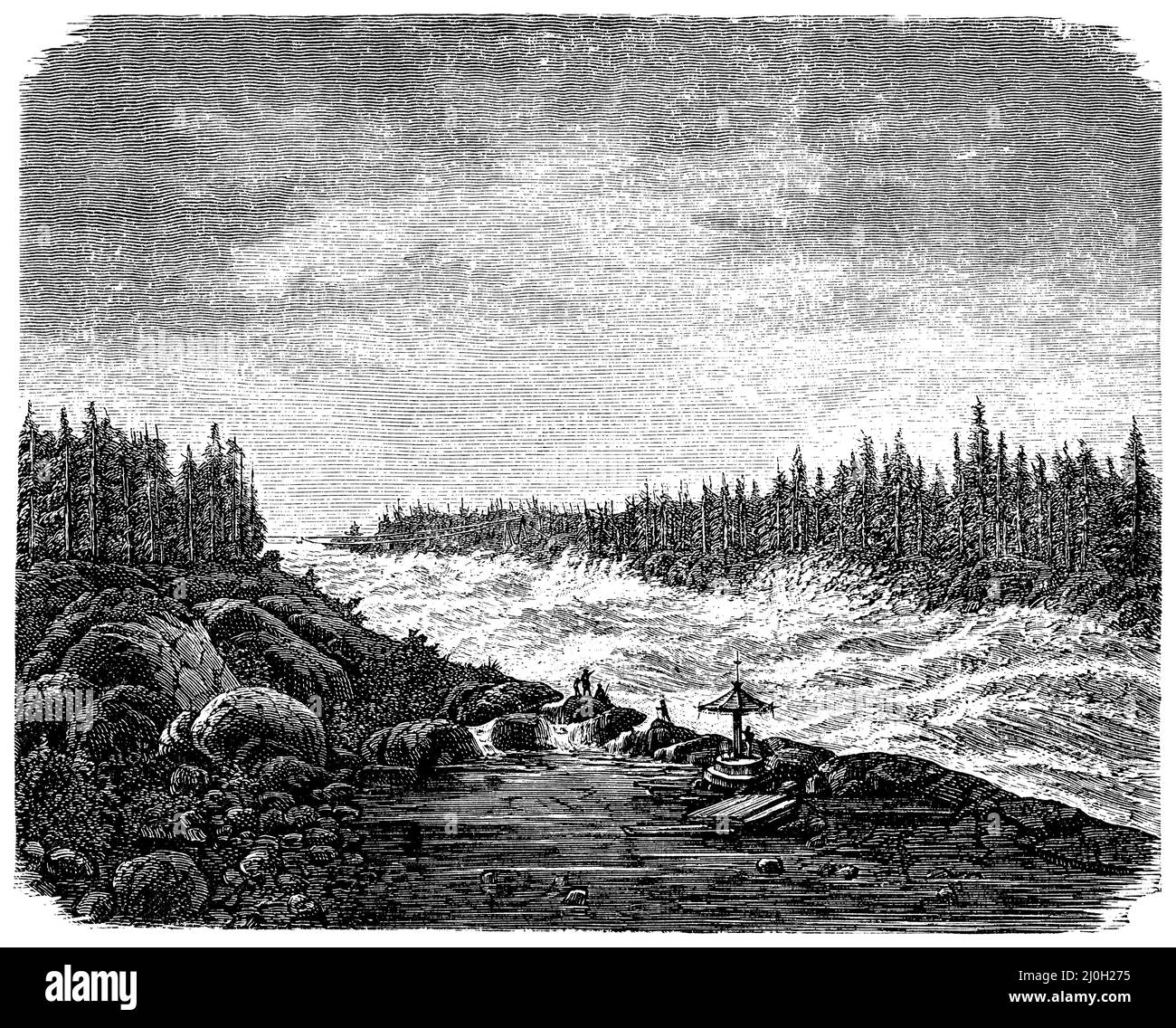 Imatra Falls, , (geography book, 1885), Imatrafälle, Chutes d'Imatra ...