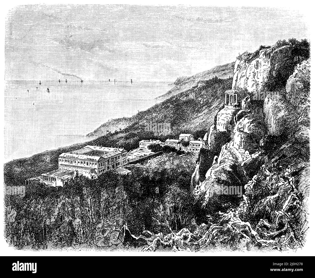 Orianda, , (geography book, 1885), Orianda, Orianda Stock Photo - Alamy