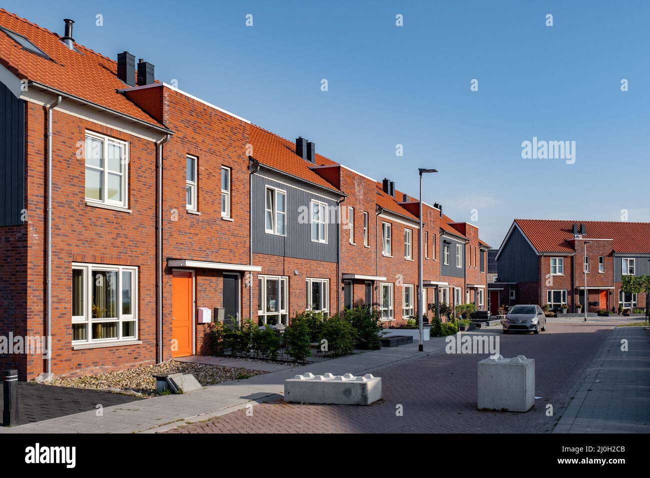 Dutch Suburban area with modern family houses,newly build modern family ...