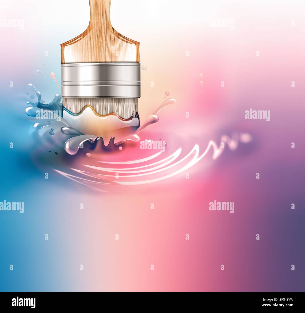 Paintbrush in a paint splash Stock Photo - Alamy