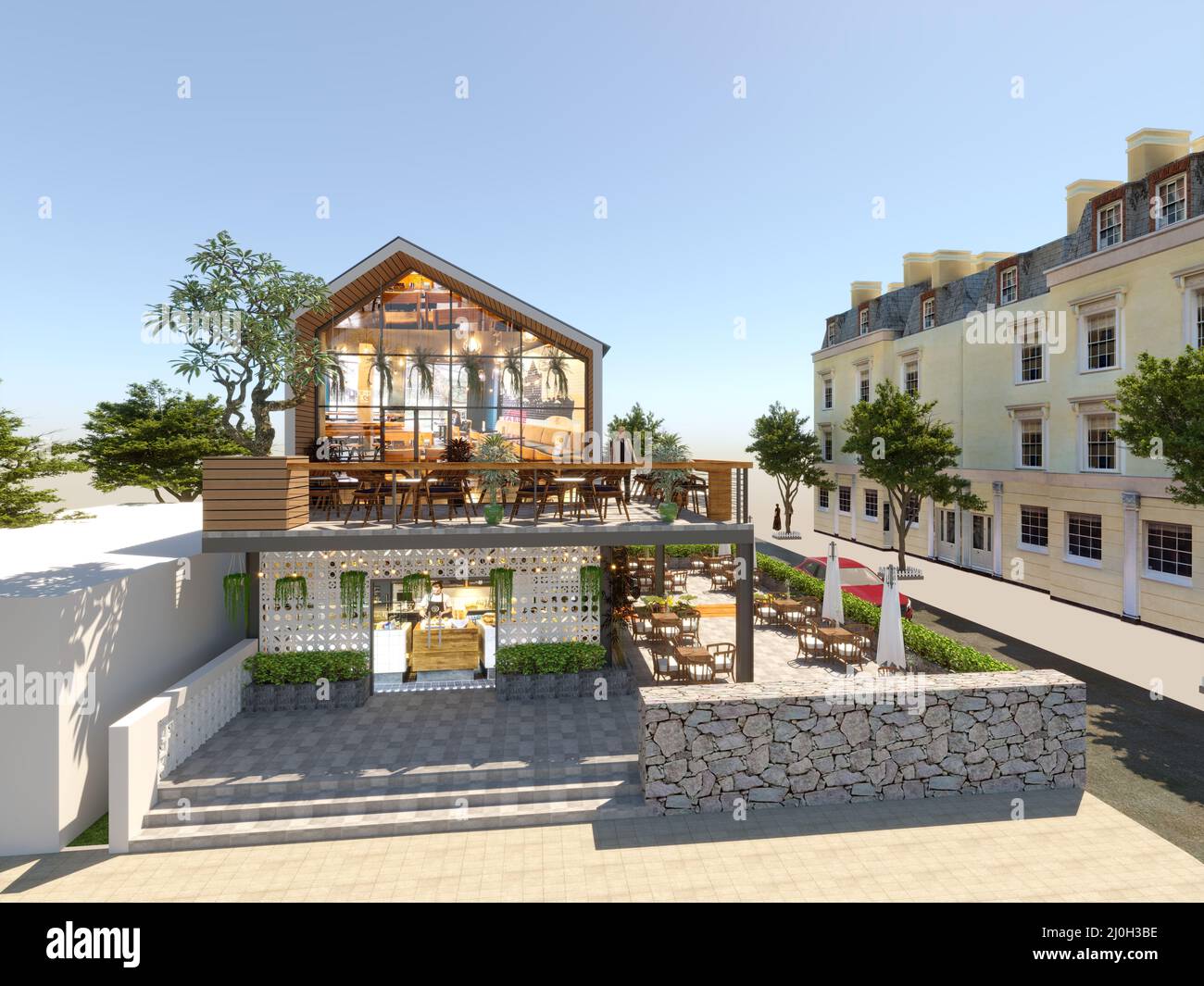3d render of apartment house exterior view Stock Photo - Alamy