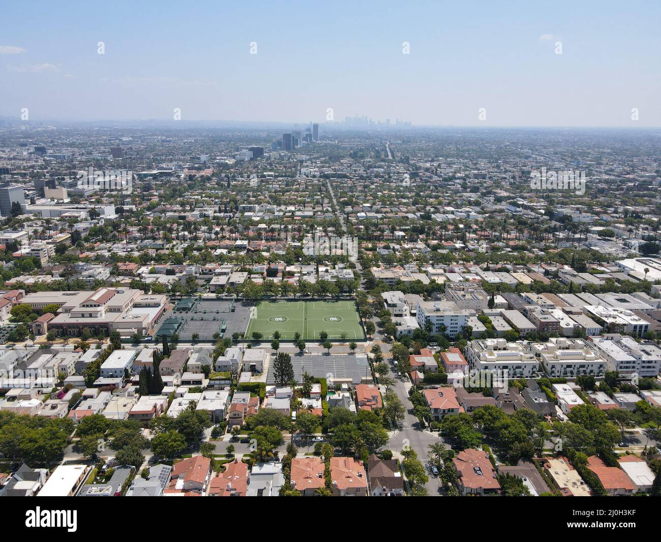 Aerial view of Beverly Hills, California, Los Angeles County. Home to ...
