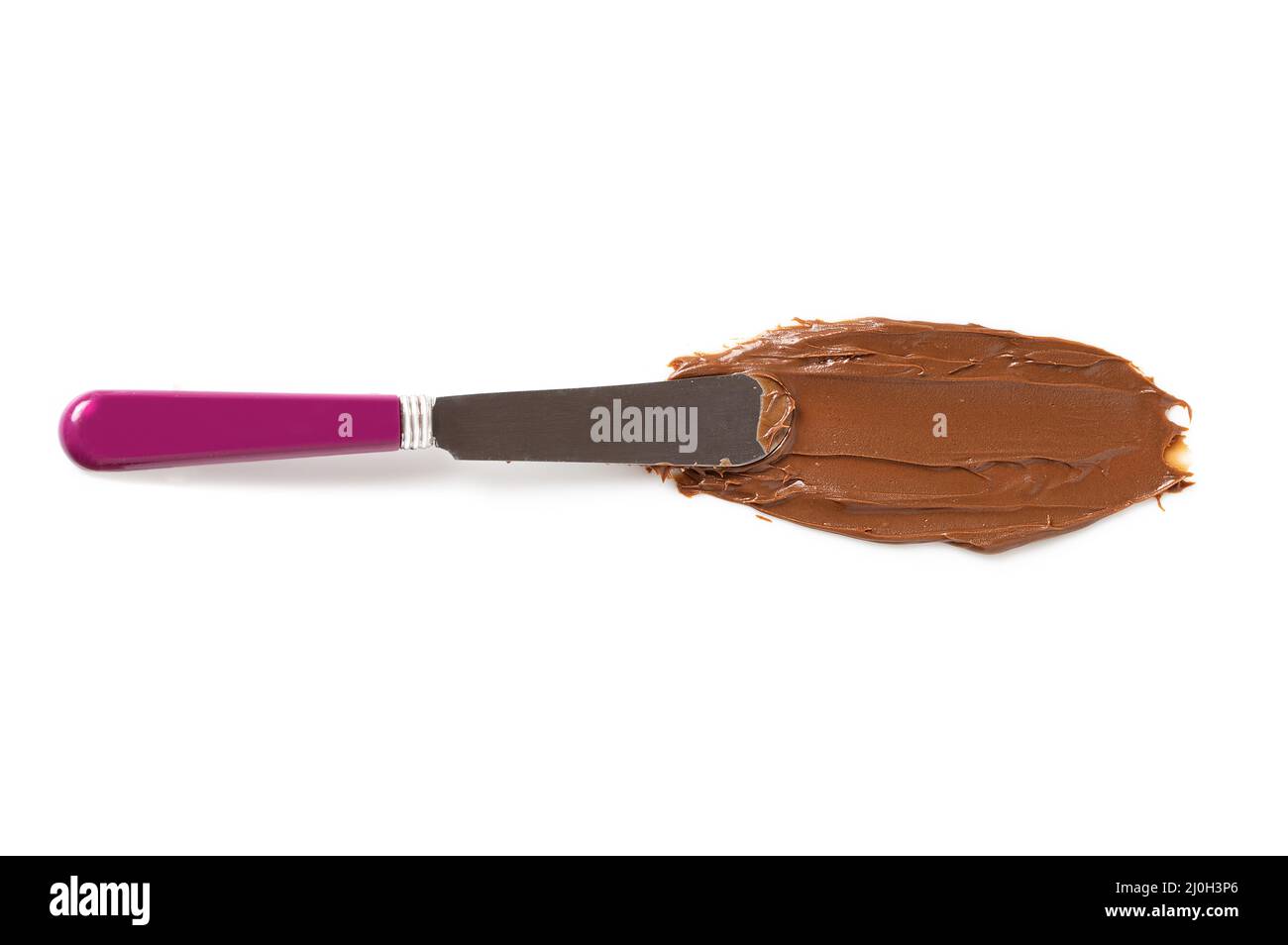Chocolate spread and knife isolated on white background. Delicious food ...