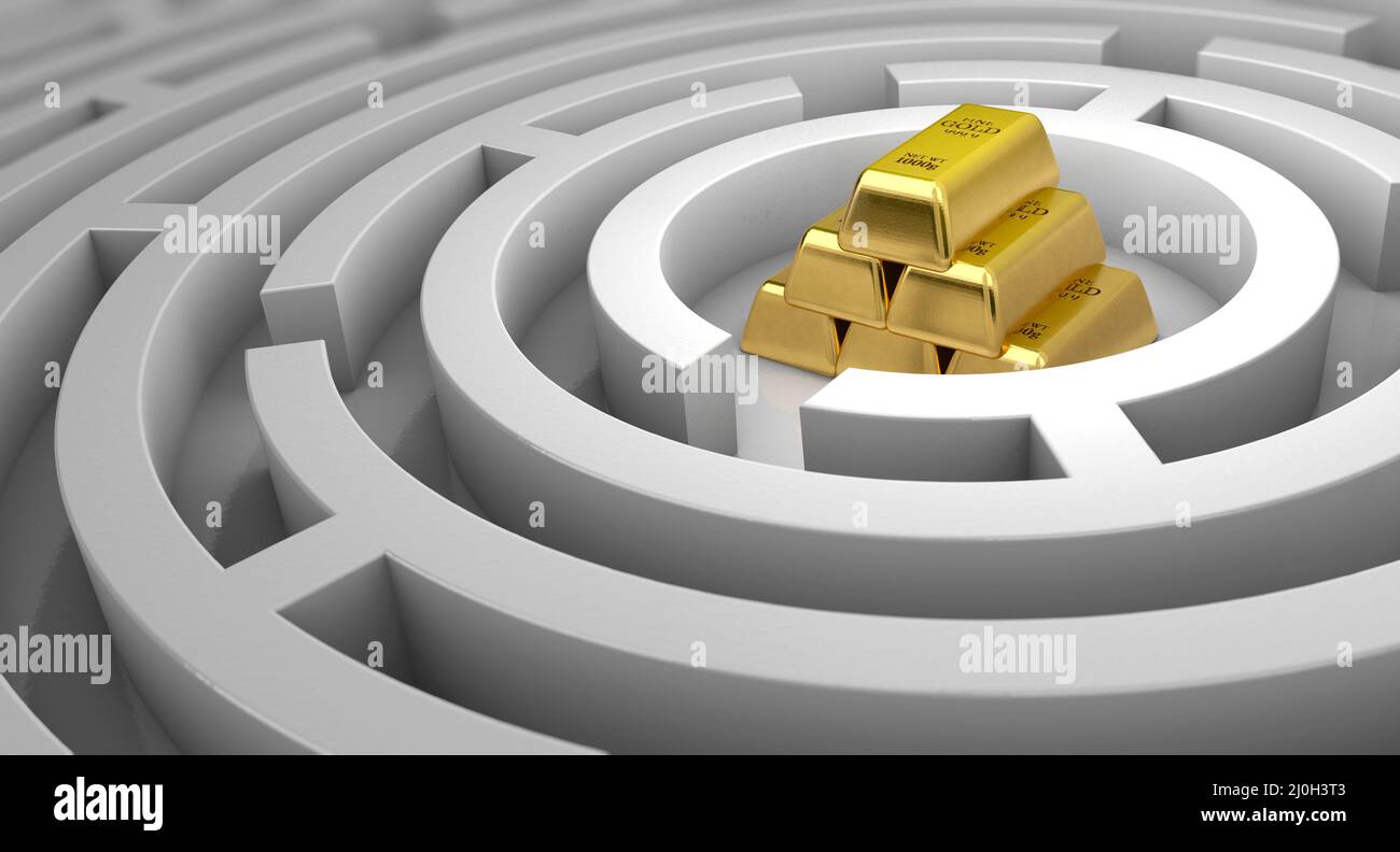 Maze with gold bars Stock Photo - Alamy