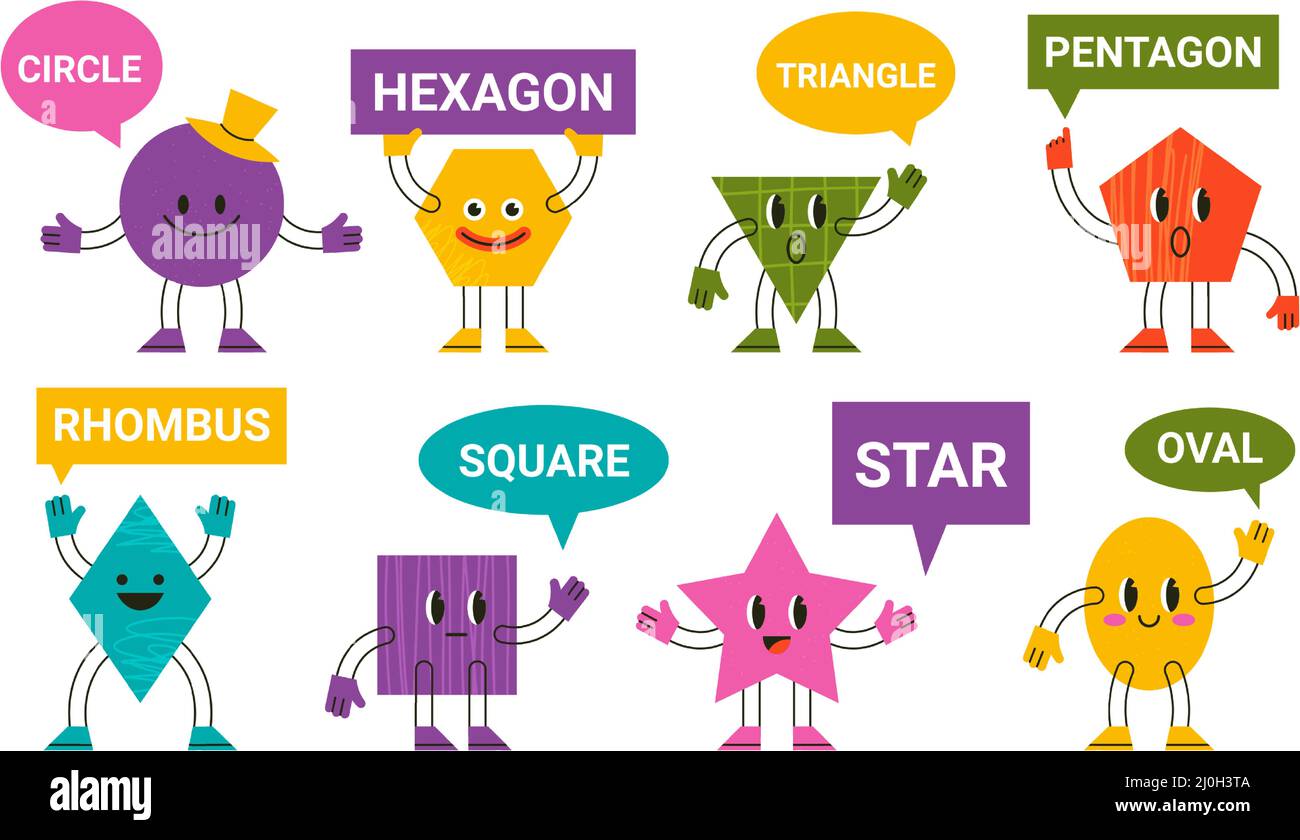 Abstract funny geometric comic characters with speech bubbles. Cartoon ... Abstract funny geometric comic characters with speech bubbles. Cartoon ...