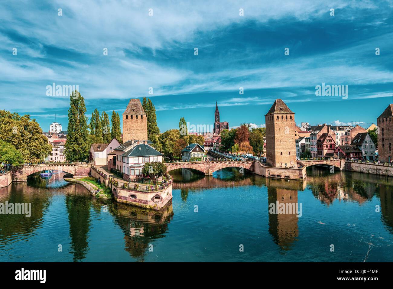 The three bridges of the Ponts Couverts in Strasbourg Stock Photo - Alamy