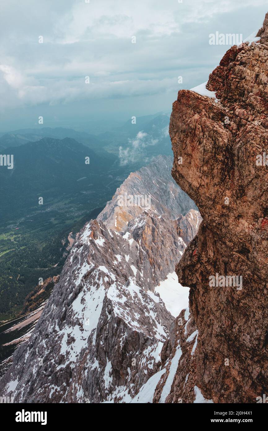 Panoramic view from the Zugspitze to the Alps Stock Photo - Alamy