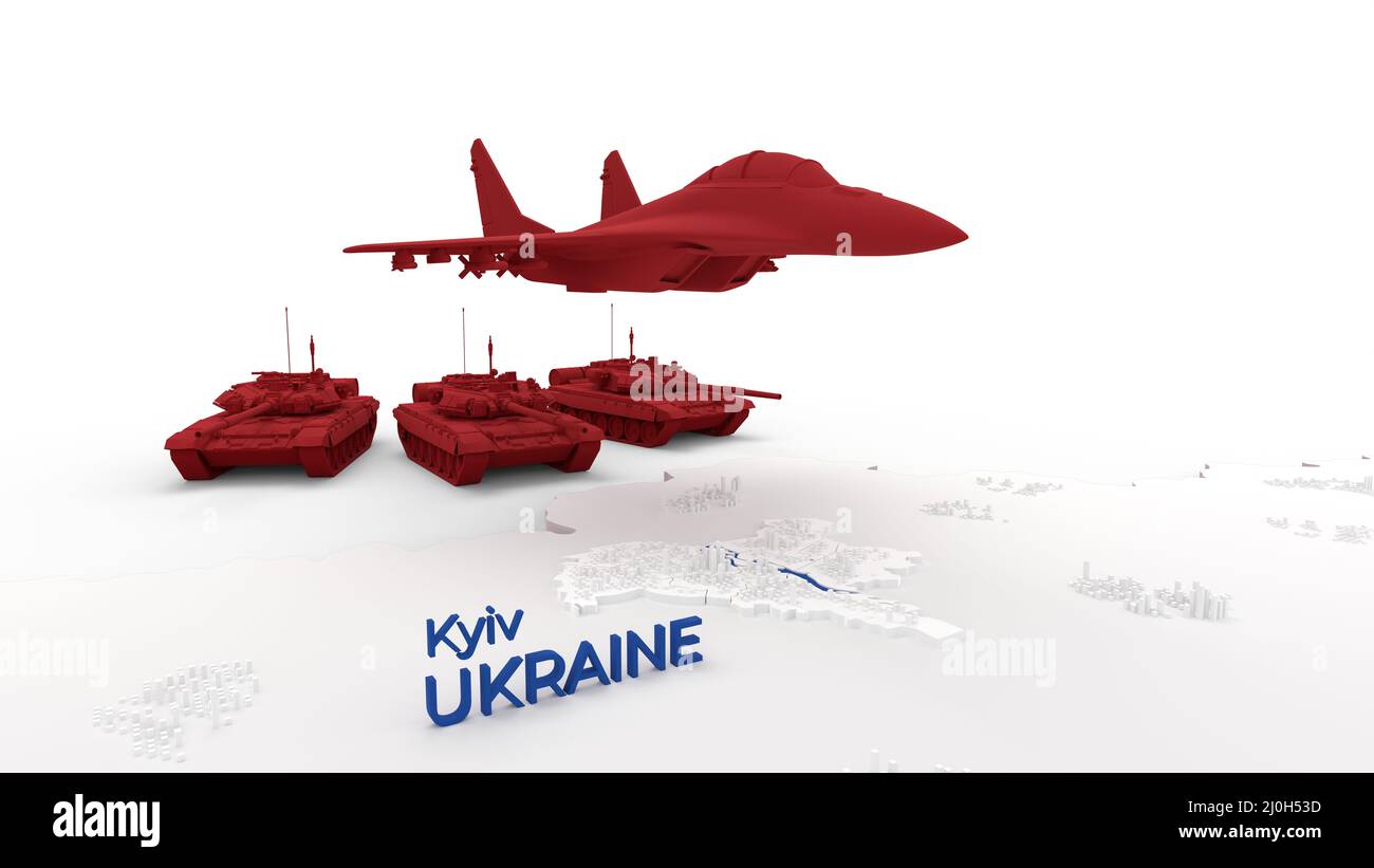 3d stylized schemitic map of Kyiv Kiev capital cyty of Ukraine ...