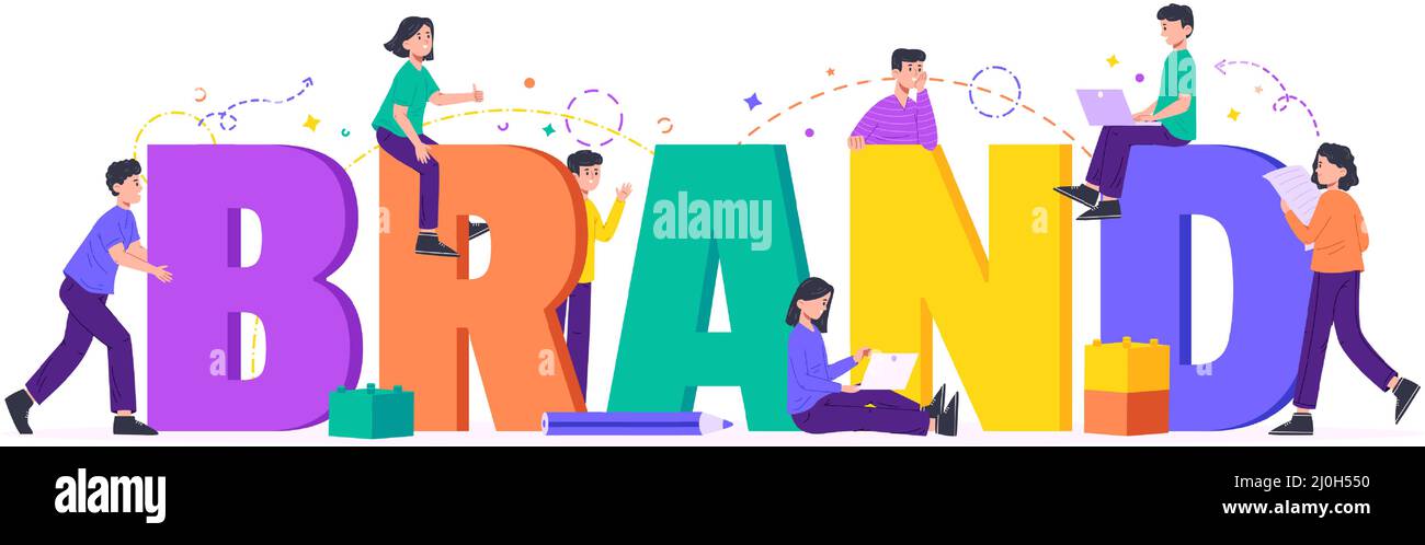Brand building characters team, company corporate identity concept ...