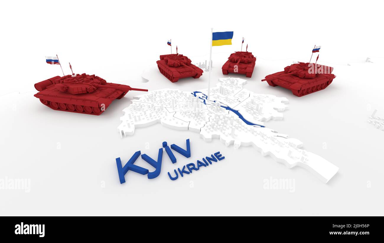 3d stylized schemitic map of Kyiv Kiev capital cyty of Ukraine ...