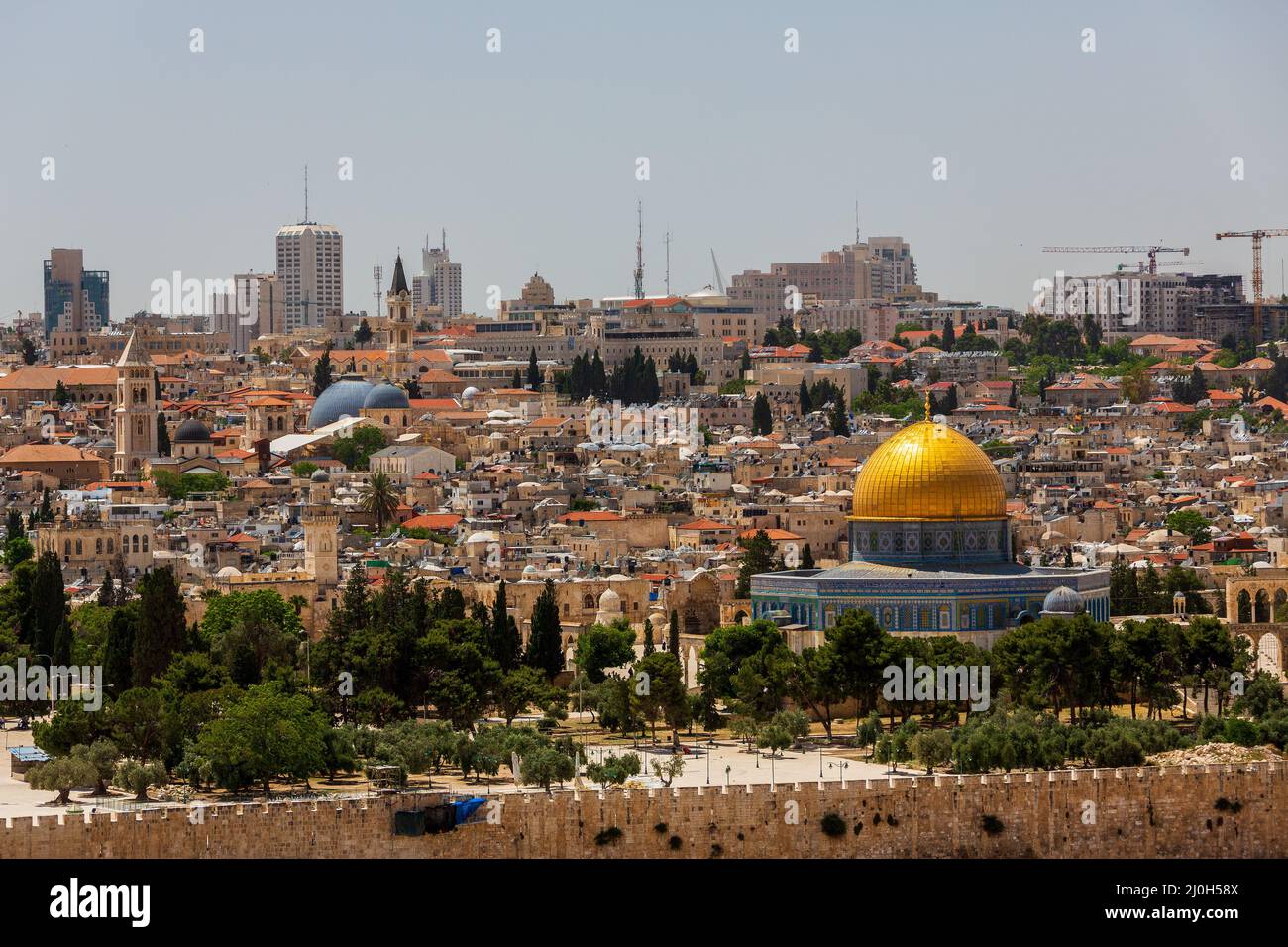 View of the Temple Mount with Dome of the Rock in Jerusalem Stock Photo ...
