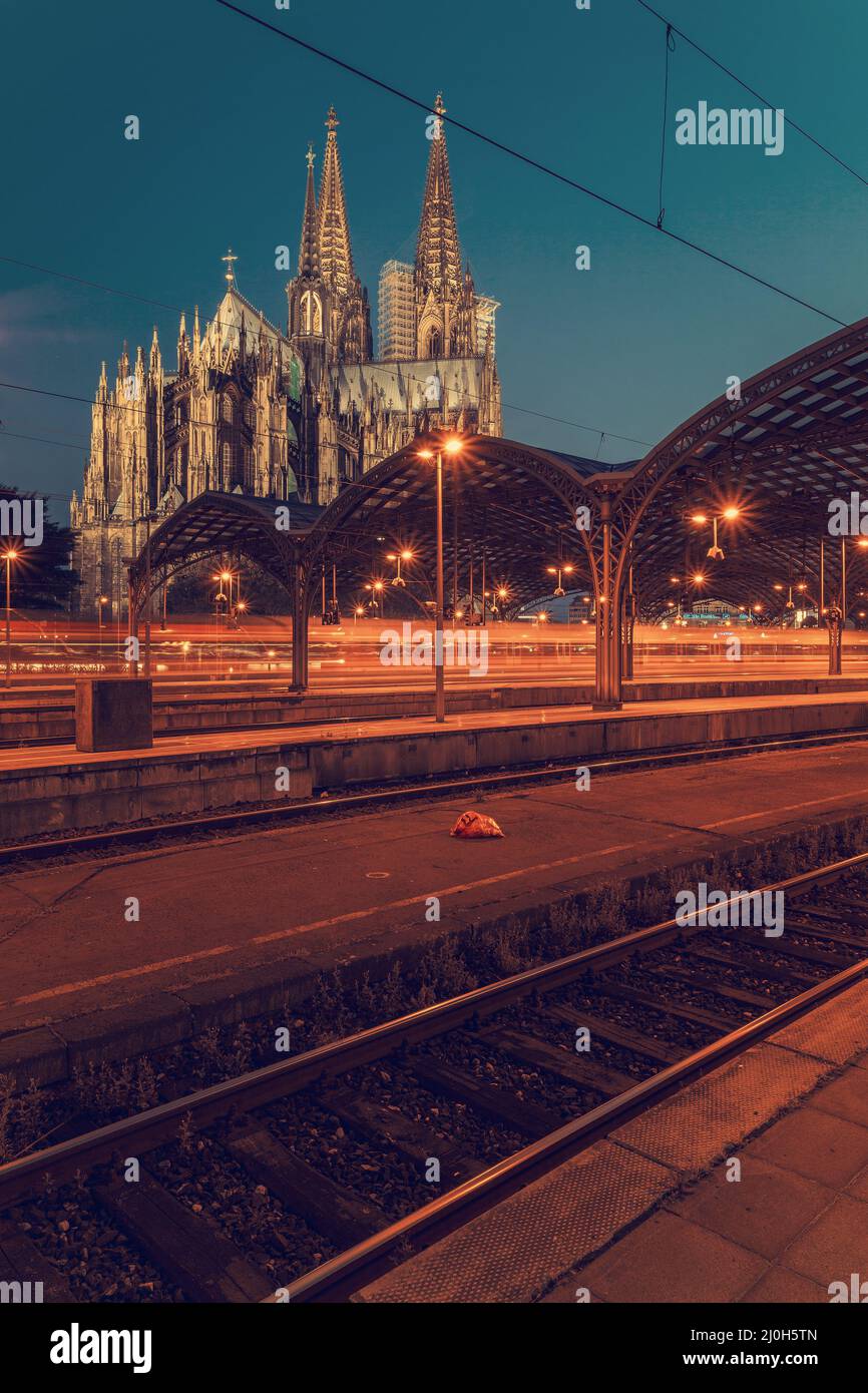 Train in motion, Cologne. Cologne Cathedral Stock Photo - Alamy