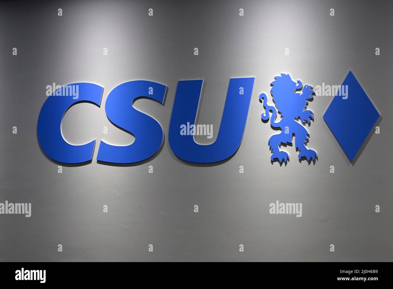 Munich, Germany. 19th Mar, 2022. CSU logo on the facade of the CSU ...