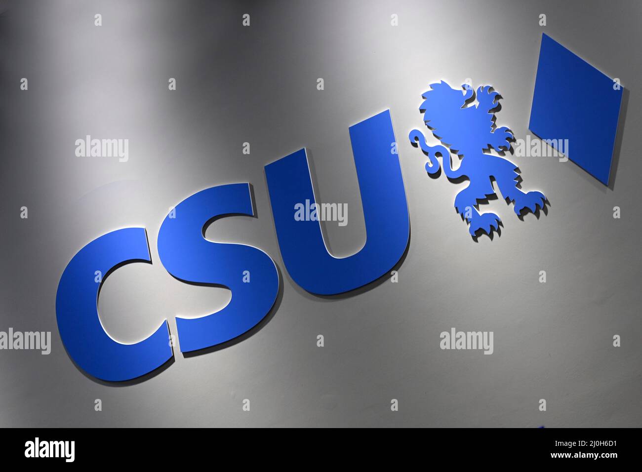 Munich, Germany. 19th Mar, 2022. CSU logo on the facade of the CSU ...