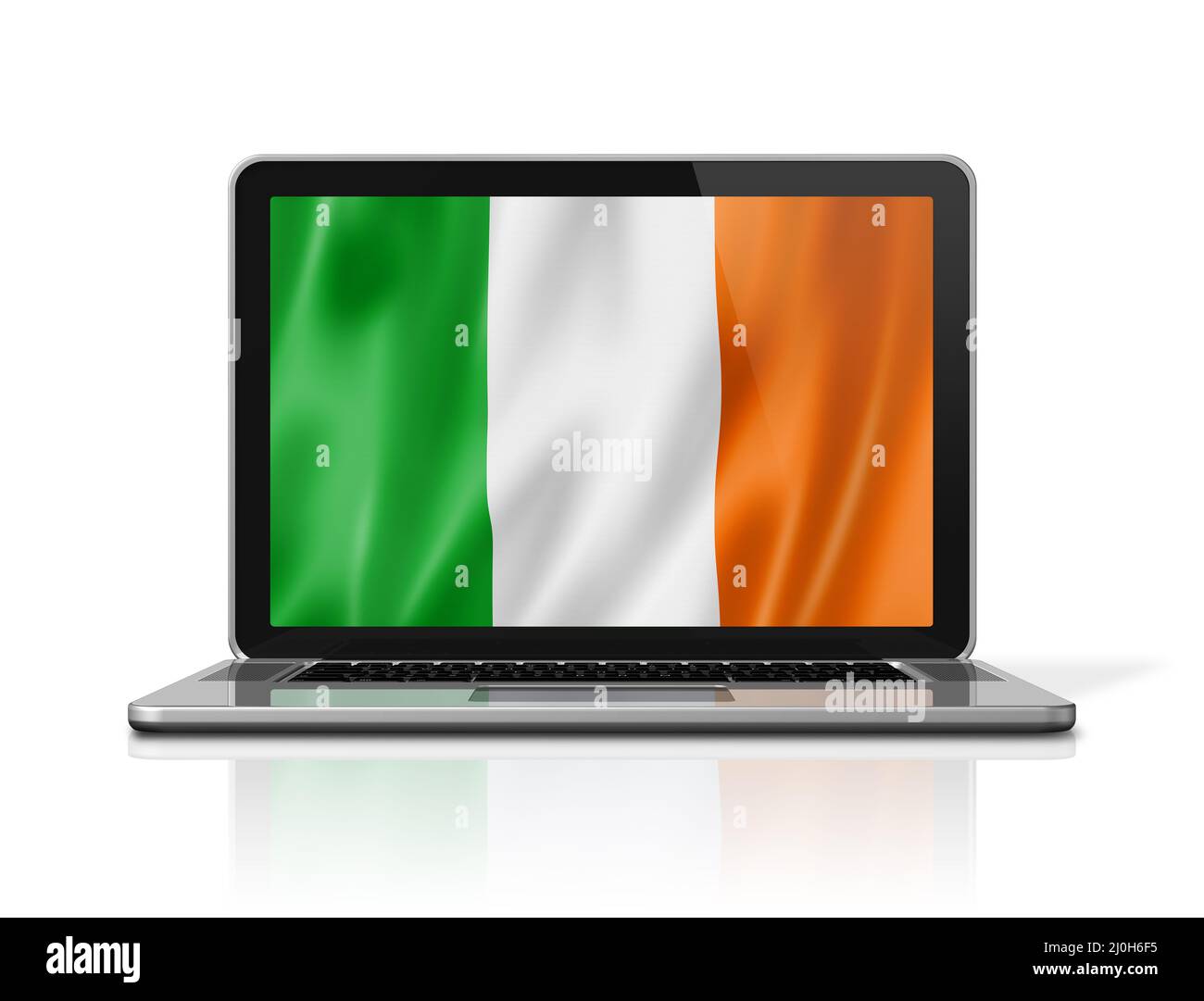 Irish flag on laptop screen isolated on white. 3D illustration Stock ...