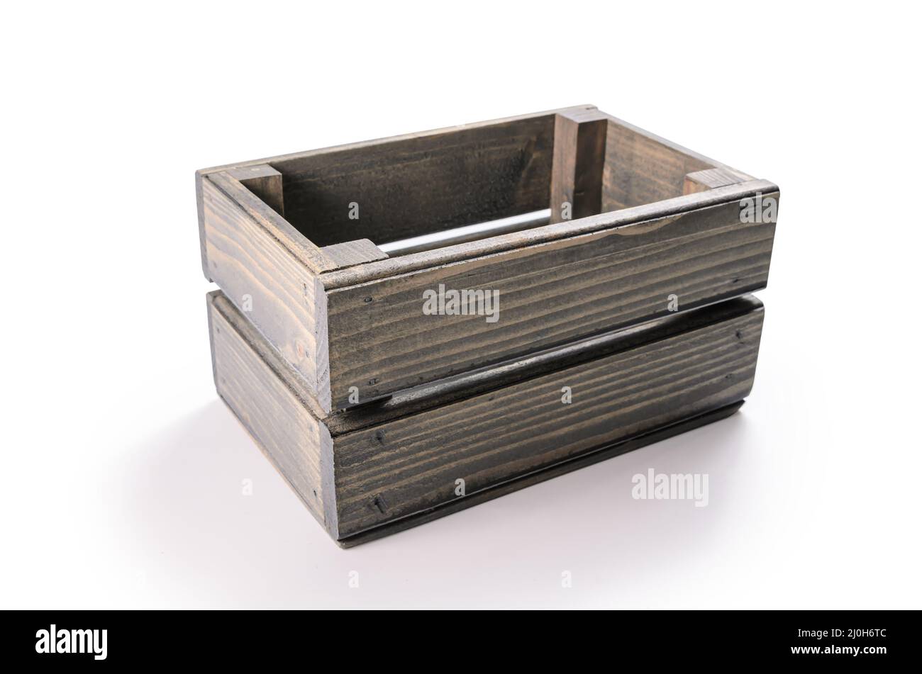 Decorative wooden box on white background with soft shadow Stock Photo ...