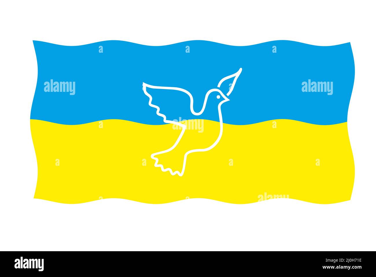 Ukraine flag illustration with white bird symbolizing peace Stock Photo ...