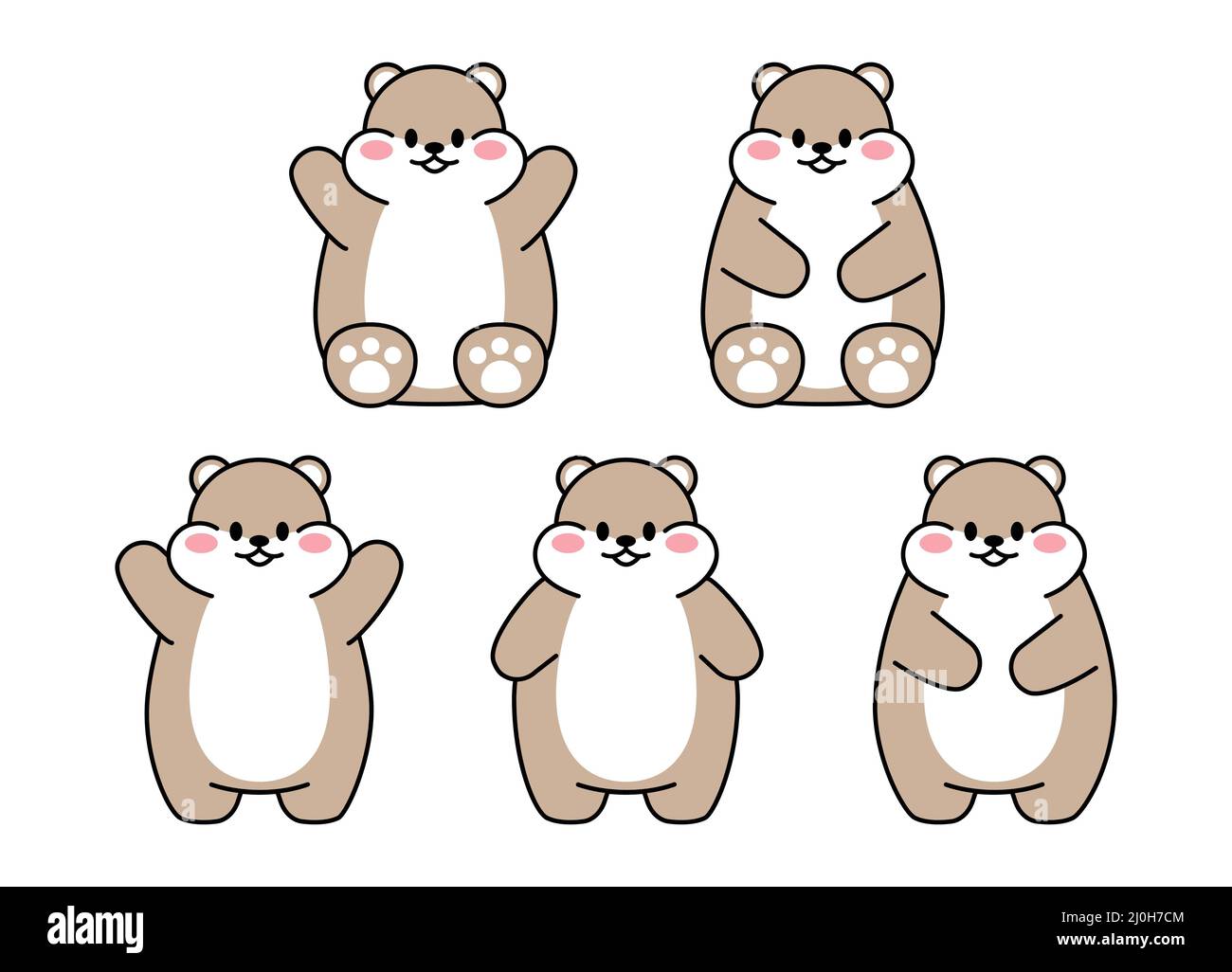 Set of cute drawn hamsters. Kawaii hamster in different poses ...