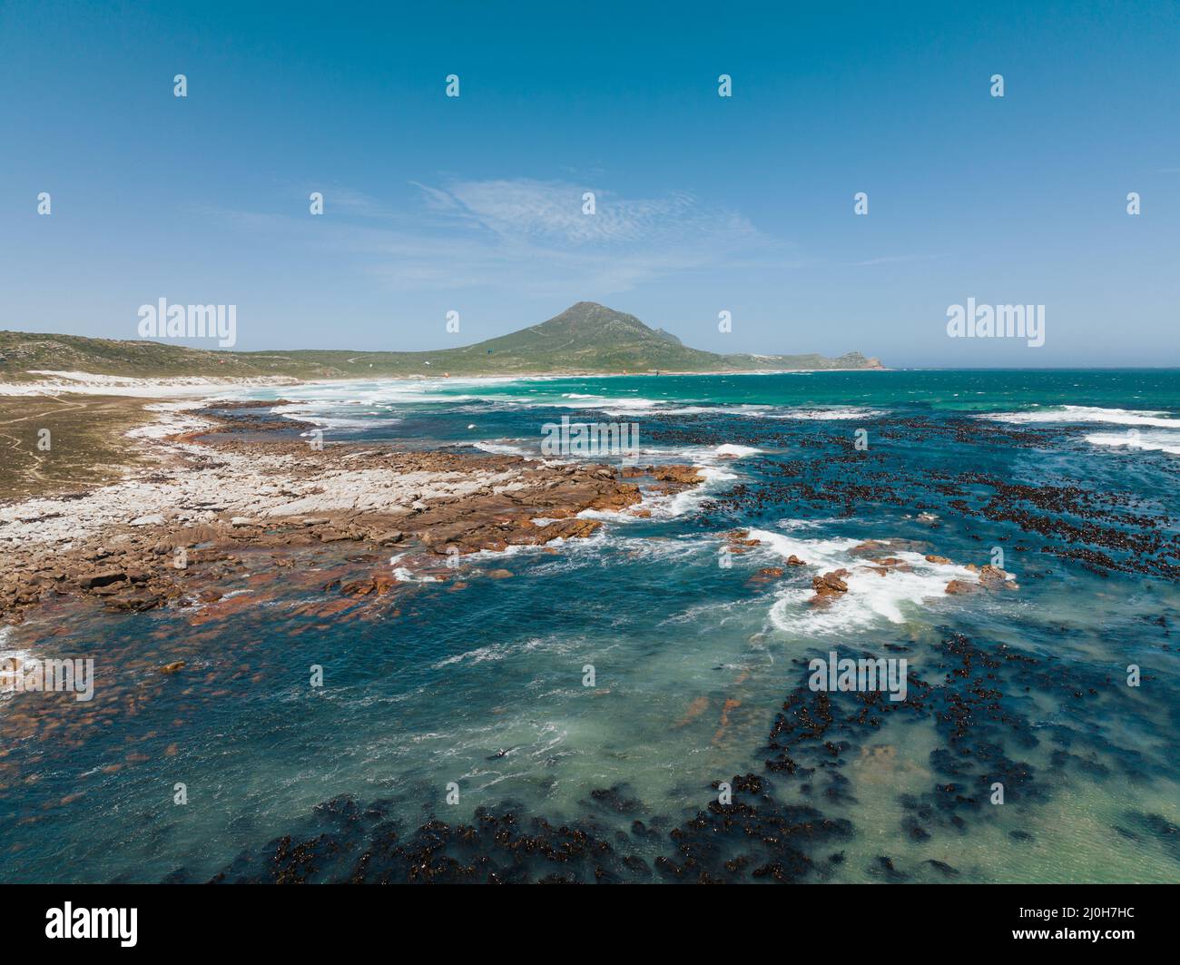 Beautiful landscape of the azure sea and hills in South Africa Stock ...