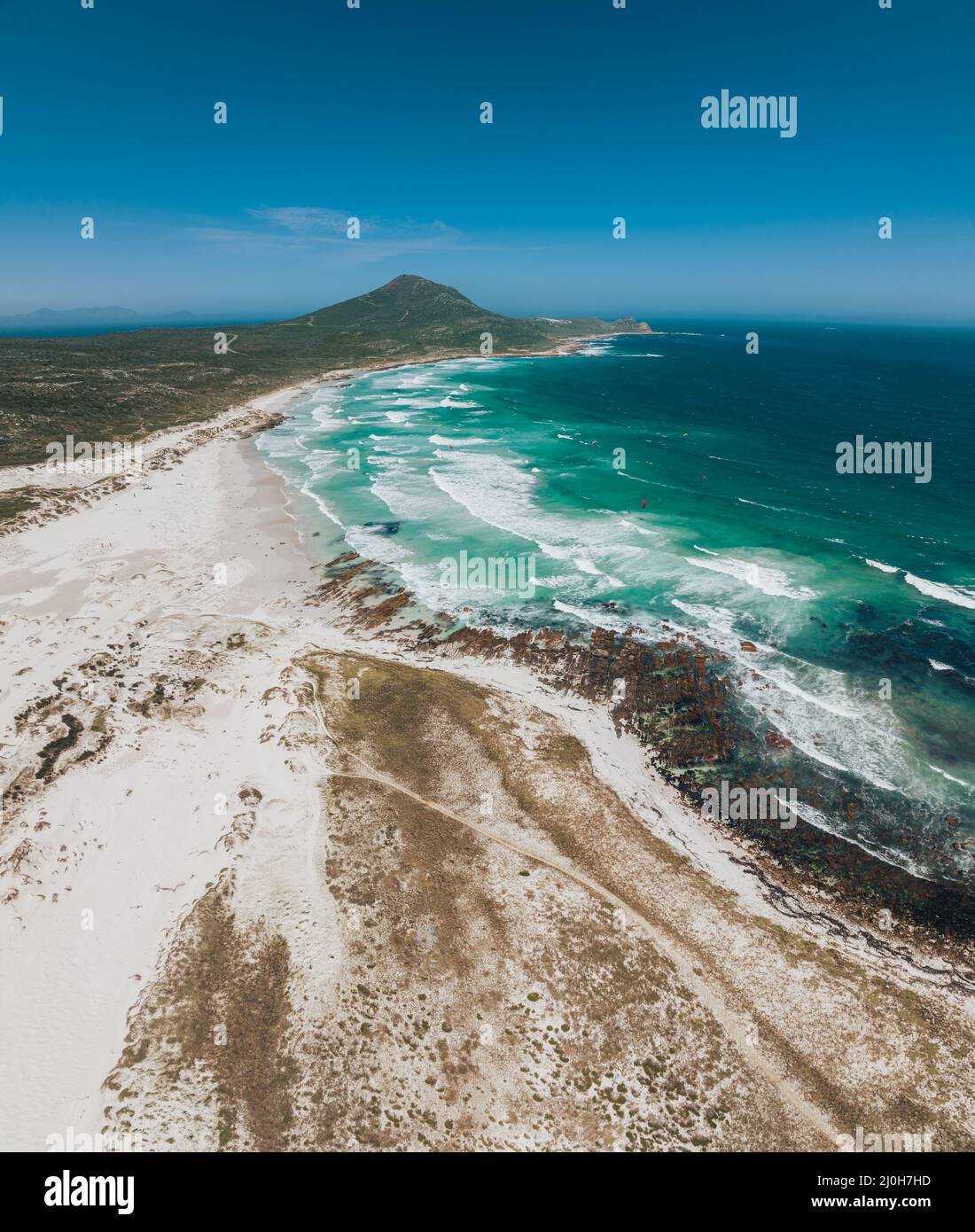 Beautiful landscape of the azure sea and hills in South Africa Stock ...