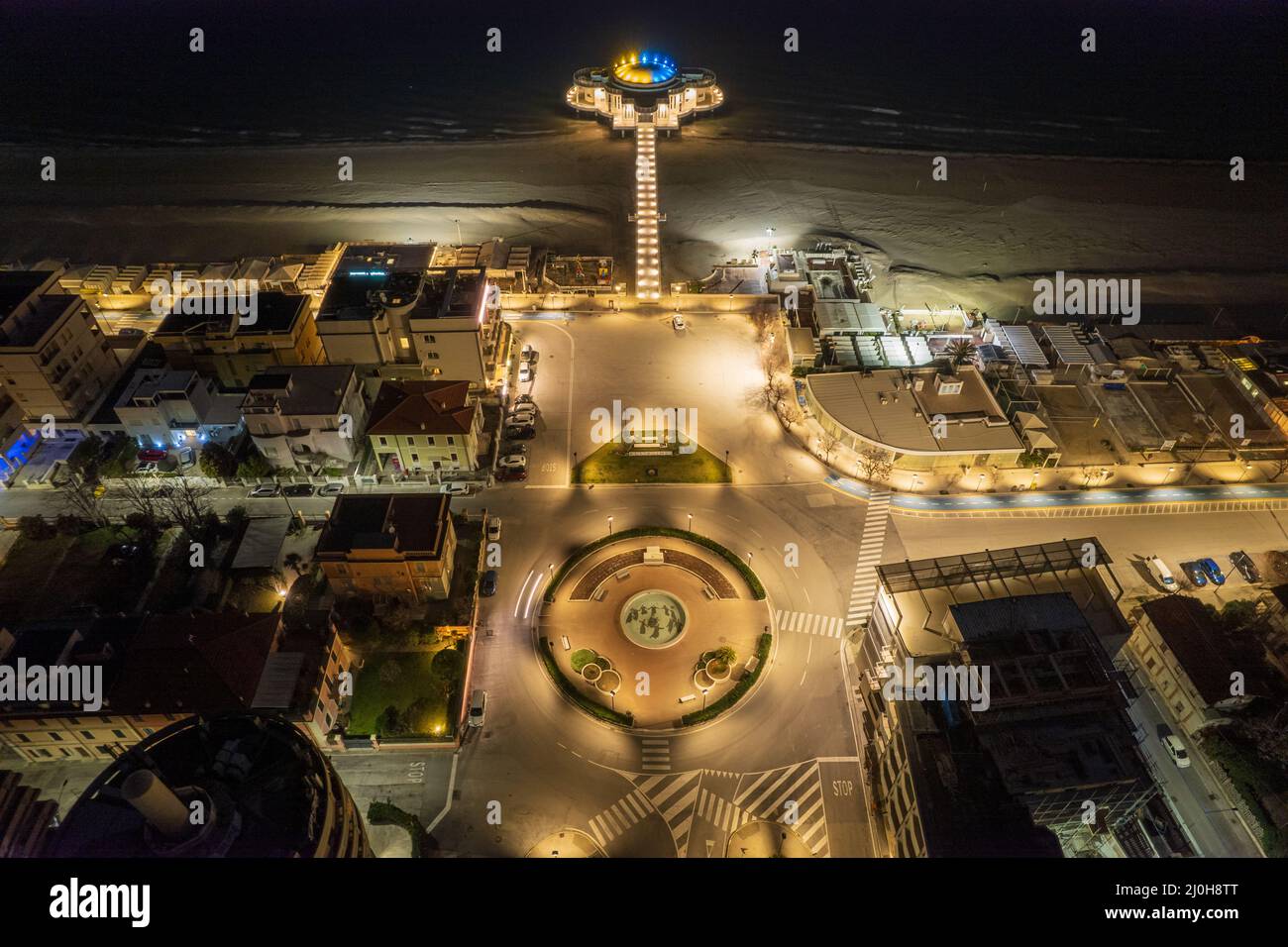 Italian coast in Senigallia at night Stock Photo - Alamy