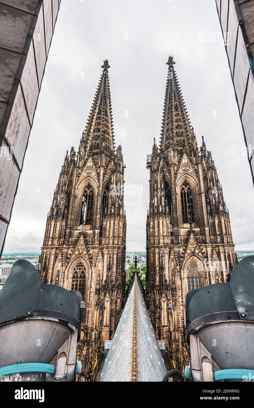 View of the Cologne Cathedral towers Stock Photo - Alamy