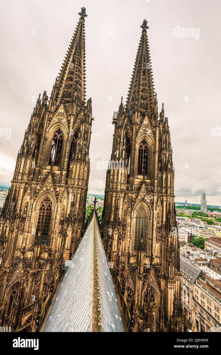 View of the Cologne Cathedral towers Stock Photo - Alamy