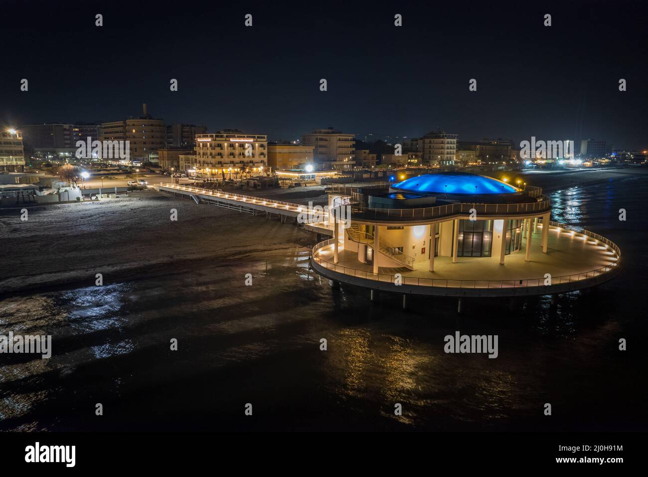 Italian coast in Senigallia at night Stock Photo - Alamy