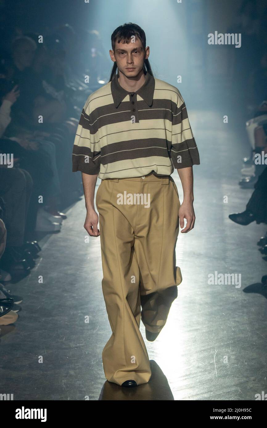 New York, USA. 18th Mar, 2022. A model walks the runway during the ...