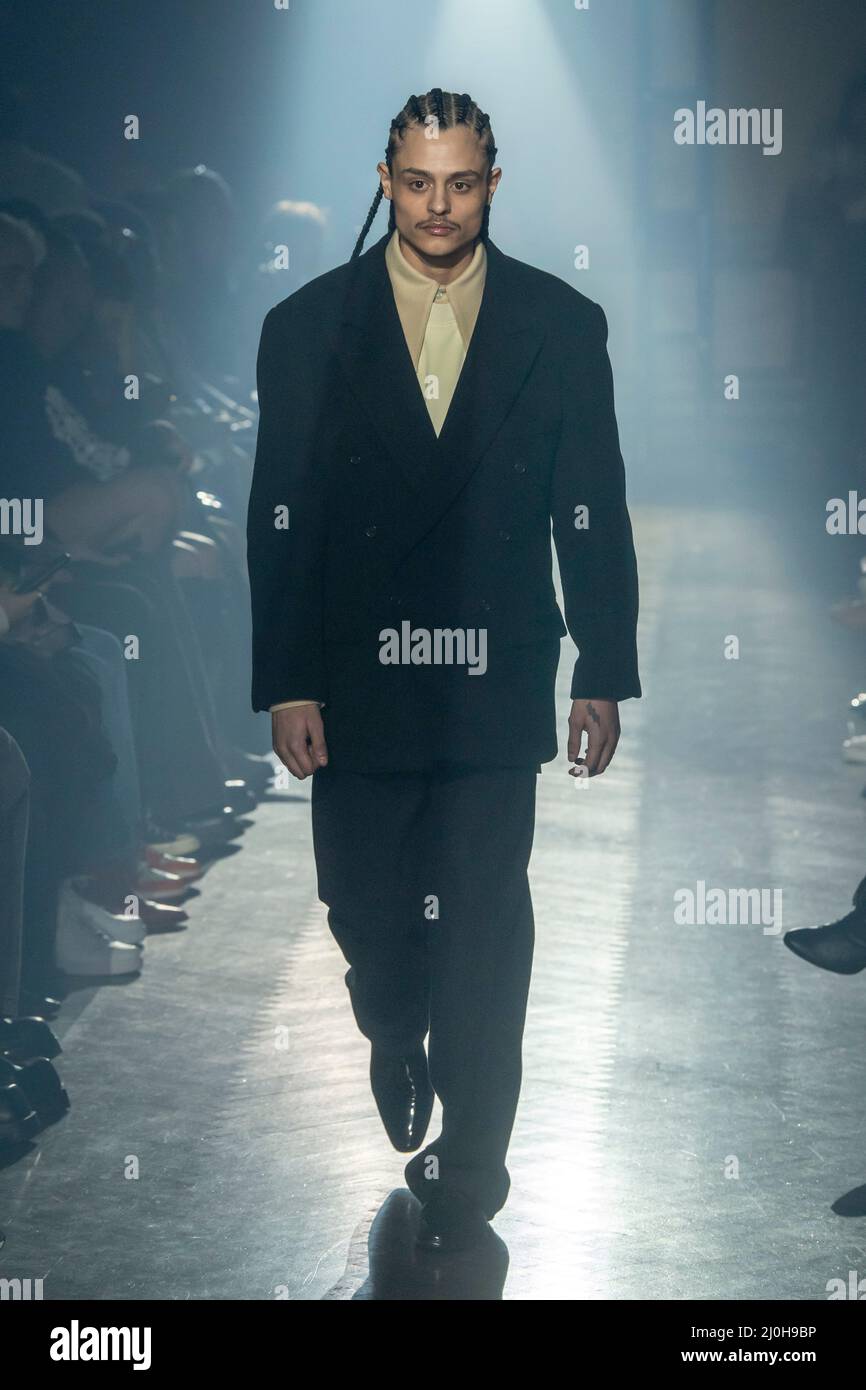 New York, USA. 18th Mar, 2022. A model walks the runway during the ...