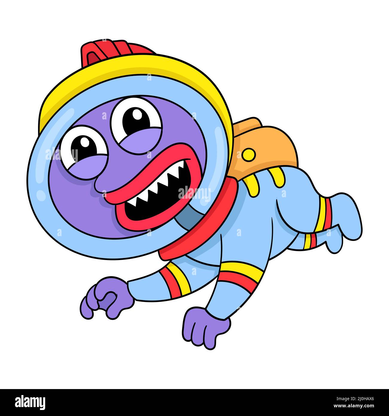cute monster dressed as a smiling astronaut Stock Vector Image & Art ...