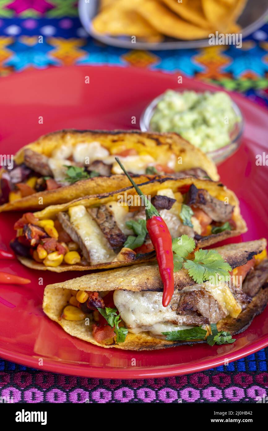 Grilled mexican tacos on a plate Stock Photo - Alamy