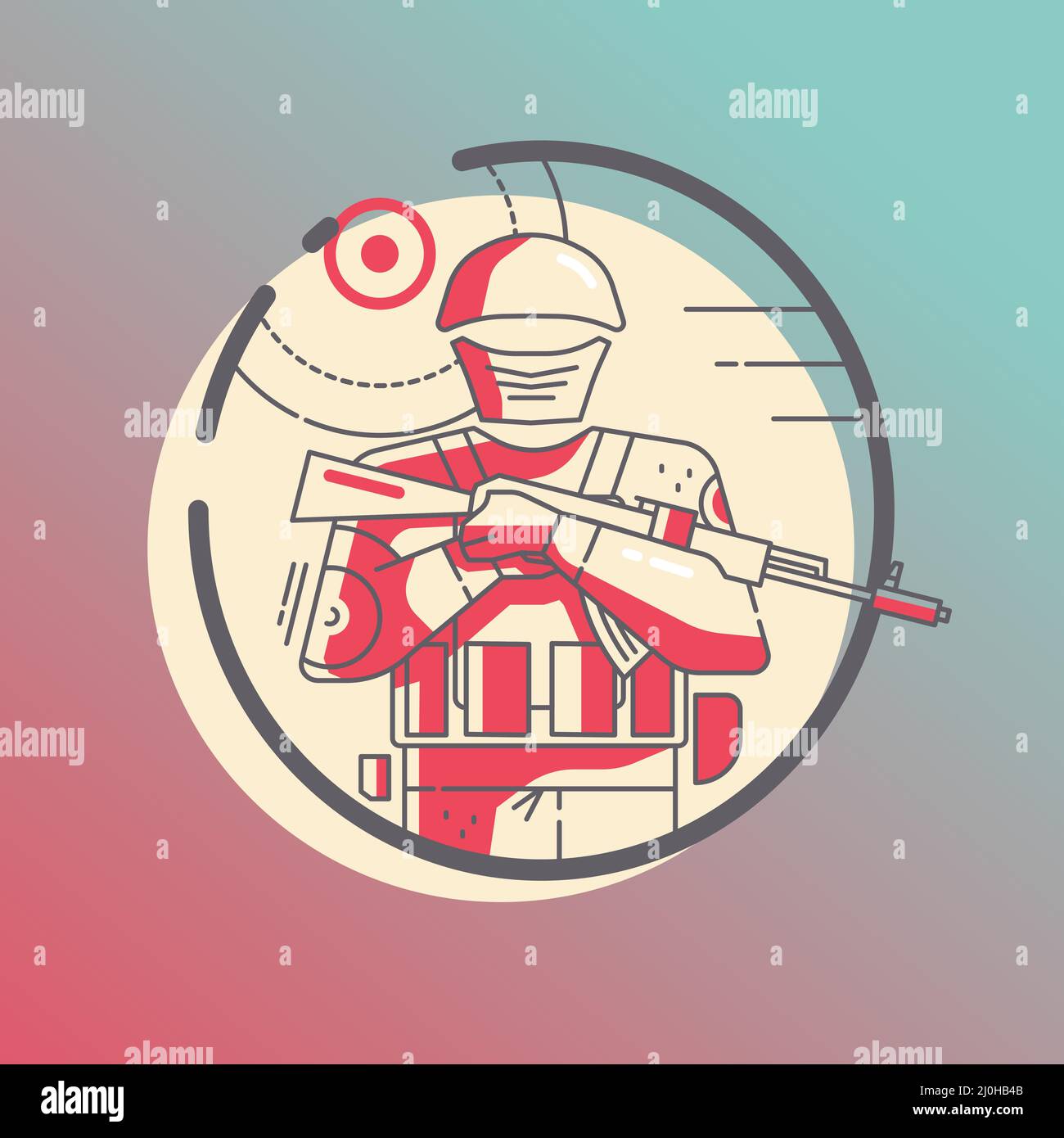 Military poliece guard solidier icon, minimalist flat style Stock ...