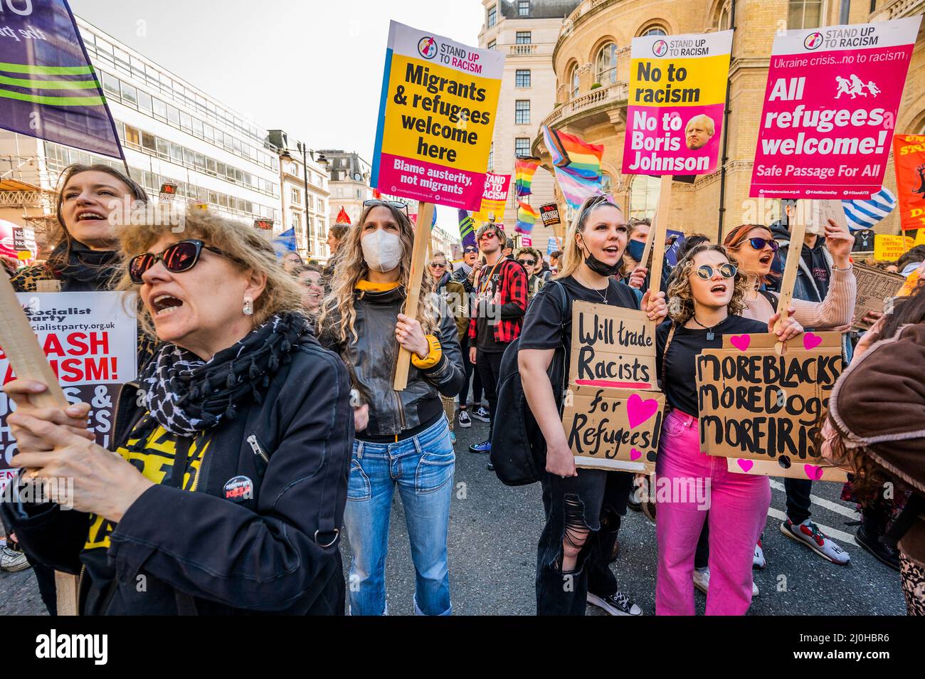 London, UK. 19th Mar, 2022. As part of a National demonstration a March ...