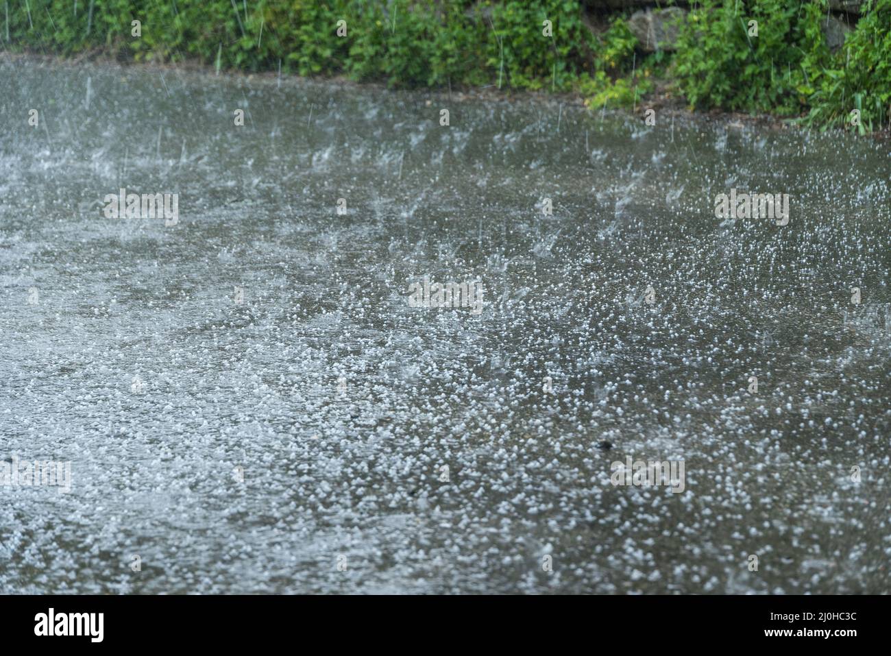 Storm with hailstones - precipitation with grains of ice Stock Photo ...