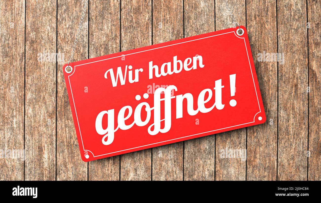 Red Sign Geoeffnet Stock Photo - Alamy