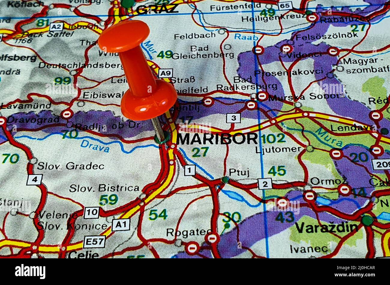 Maribor on a map hi-res stock photography and images - Alamy
