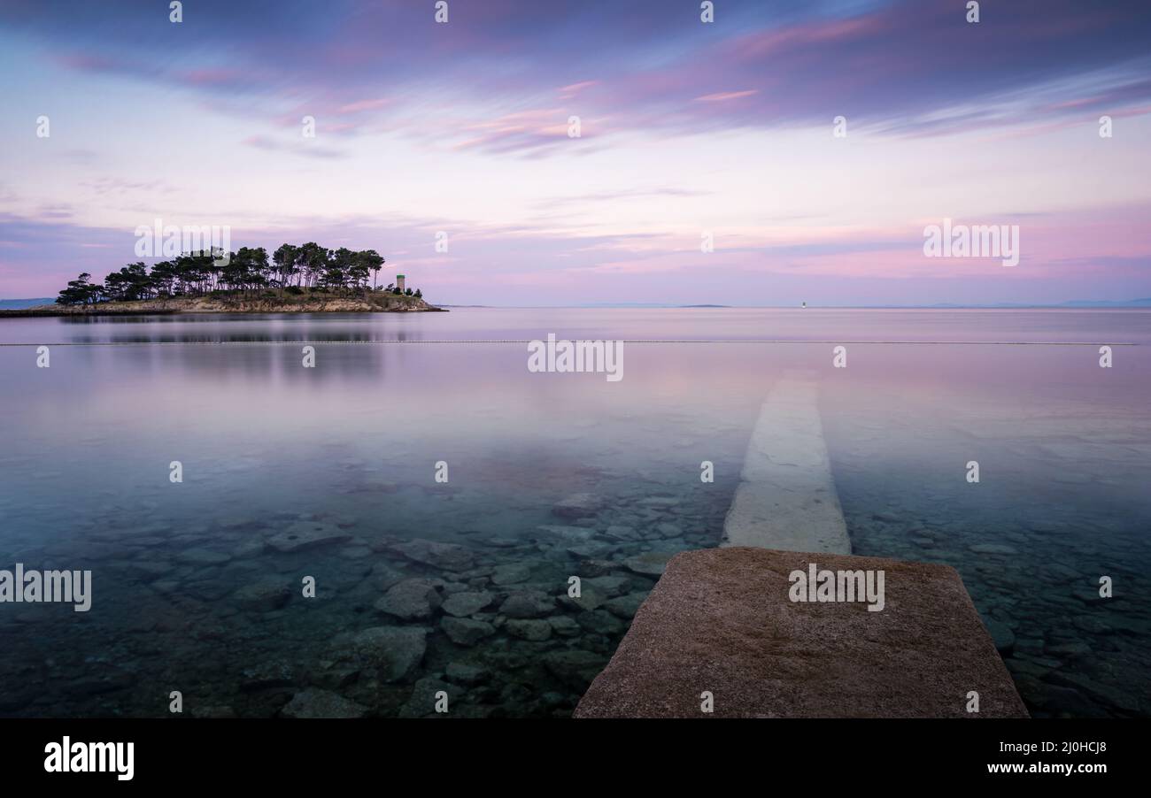 Long exposure of morning light at the bay of Banjol Island Rab Stock ...