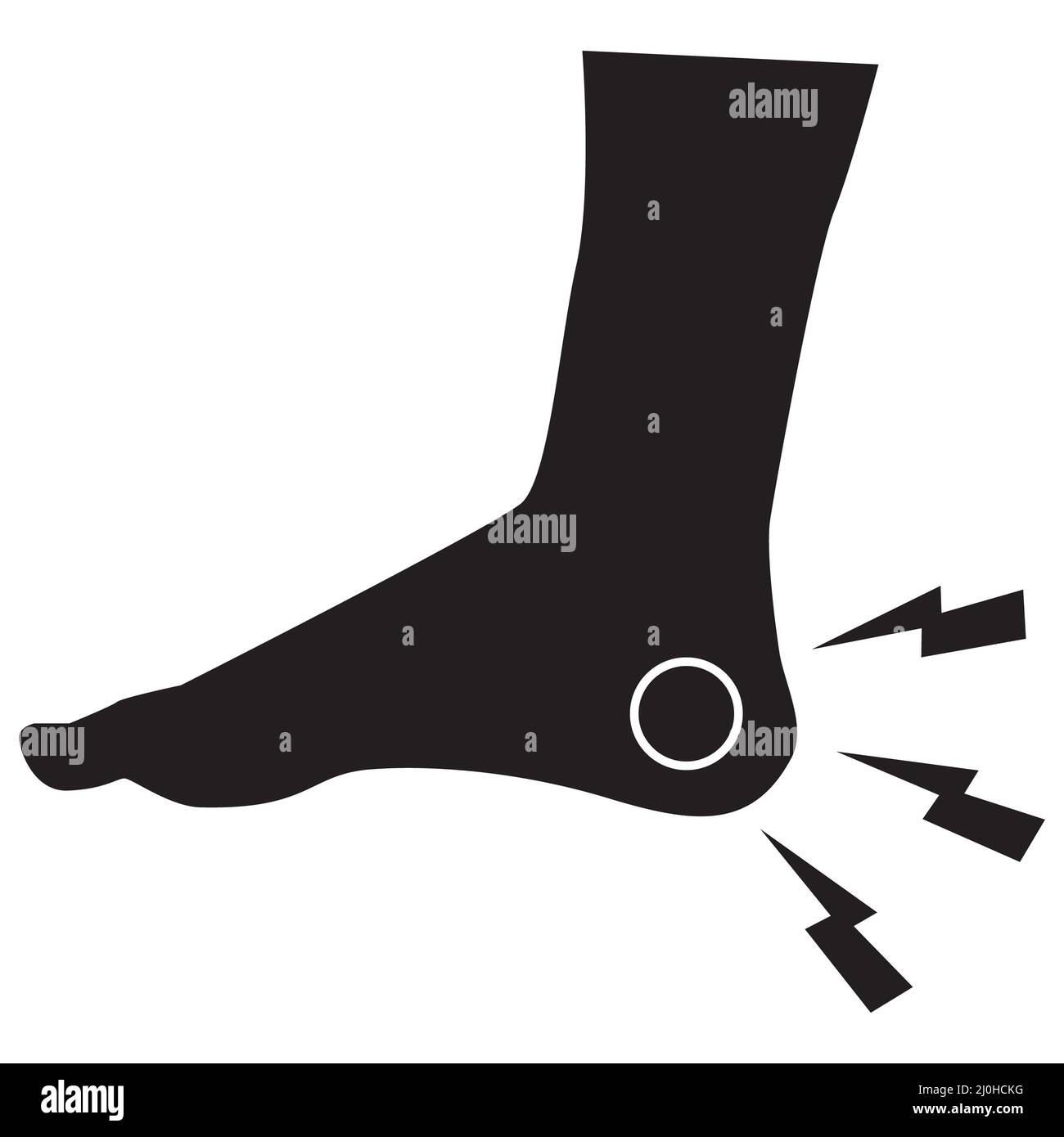foot ache icon on white bacgkround. heel pain sign. body pain concept ...