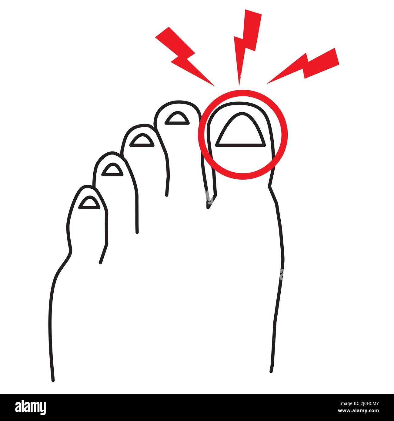 sore big toe icon pn white background. foot pain sign. leg with a toe ...