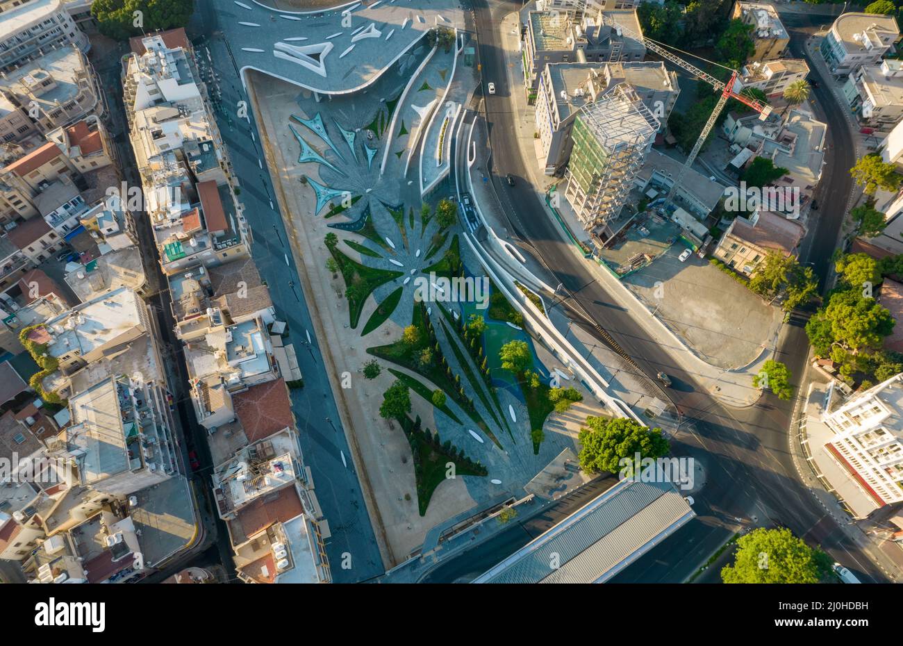 Aerial view Nicosia cityscape the capital city of Cyprus and Eleftheria ...