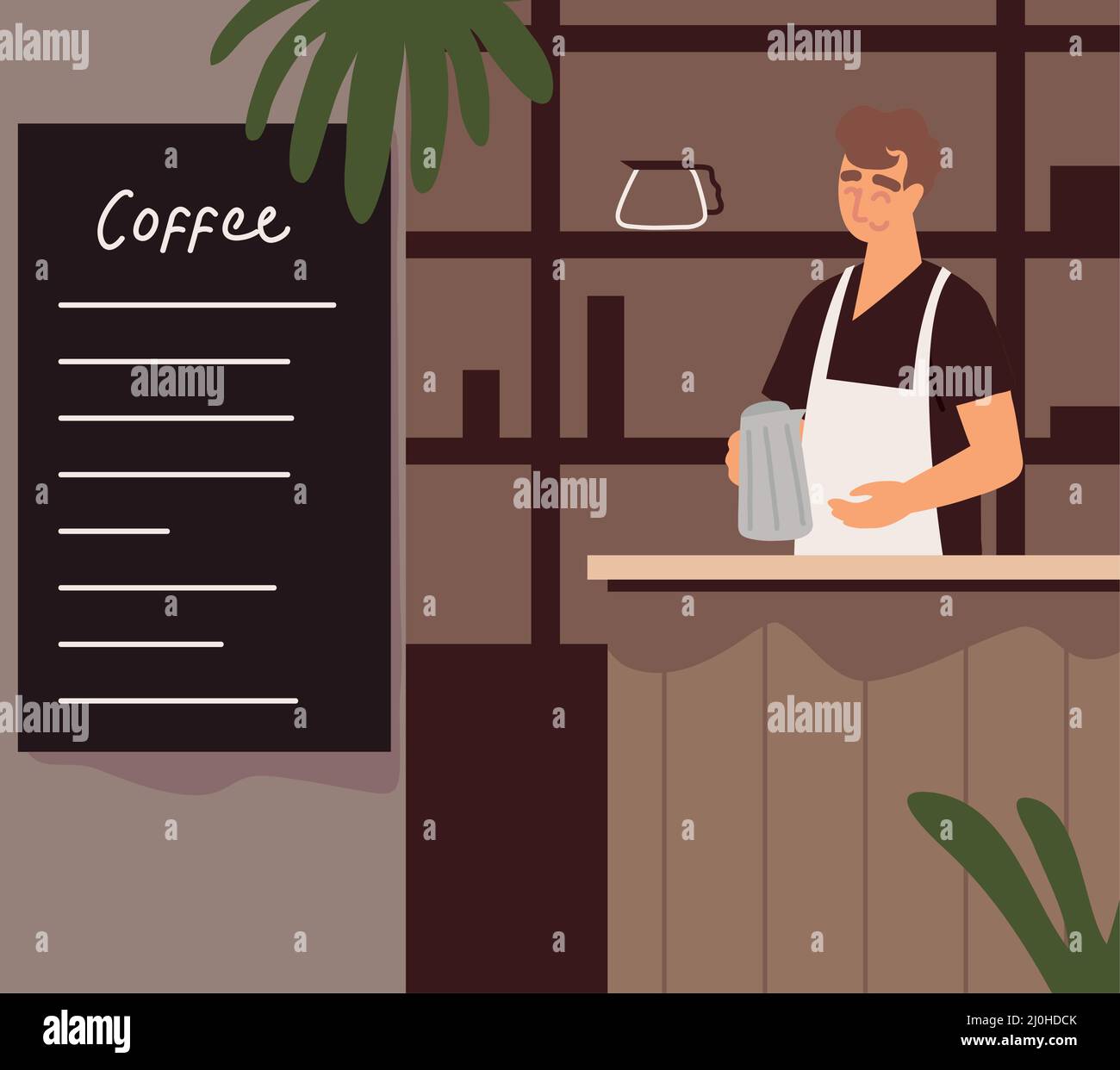barista behind of counter Stock Vector Image & Art - Alamy