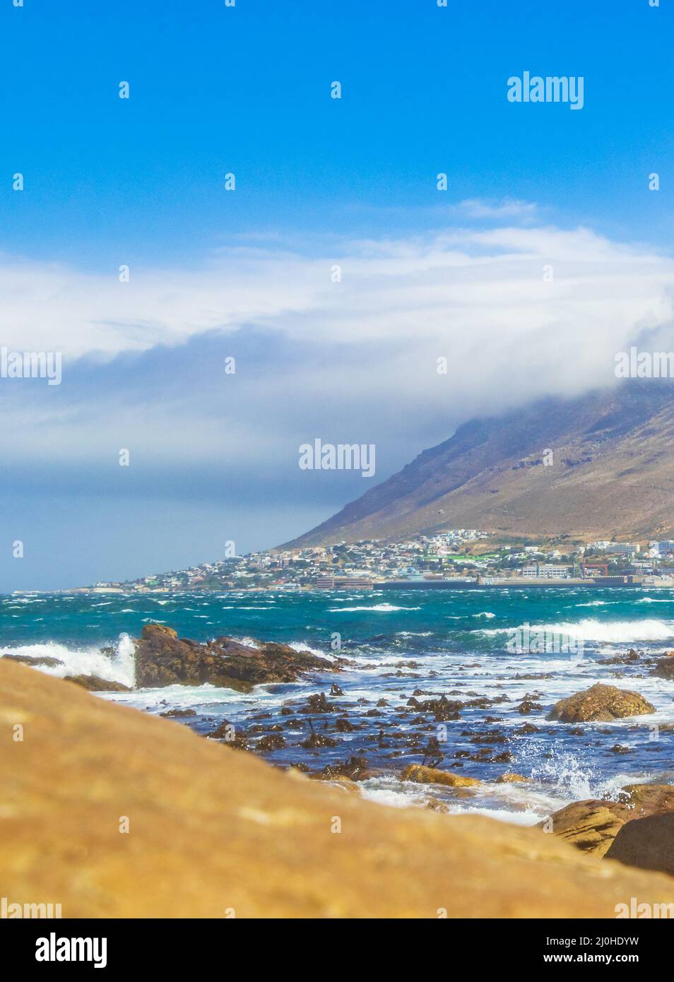 False Bay rough coast landscape Town Cape Town South Africa Stock Photo ...