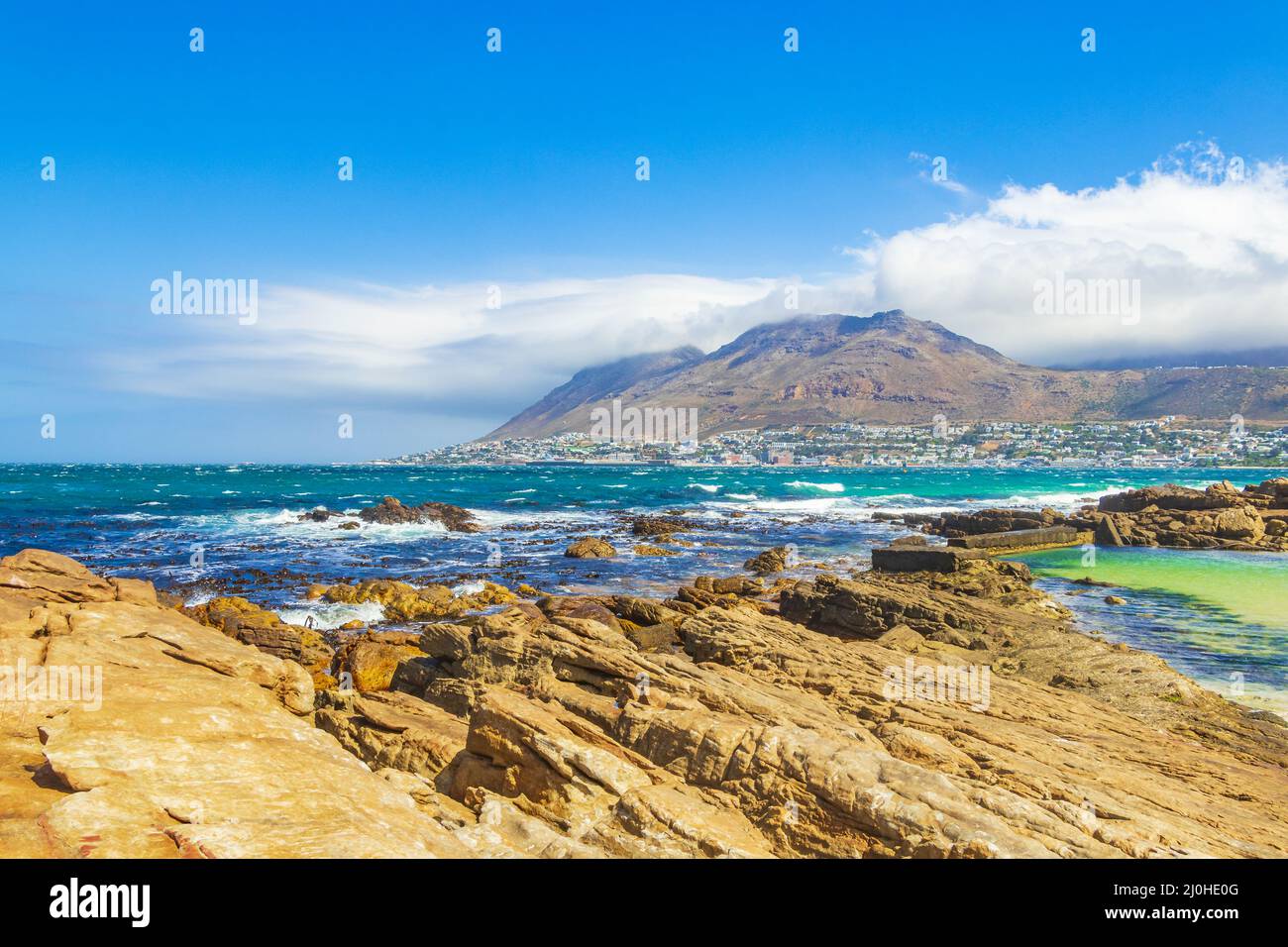 False Bay rough coast landscape Town Cape Town South Africa Stock Photo ...