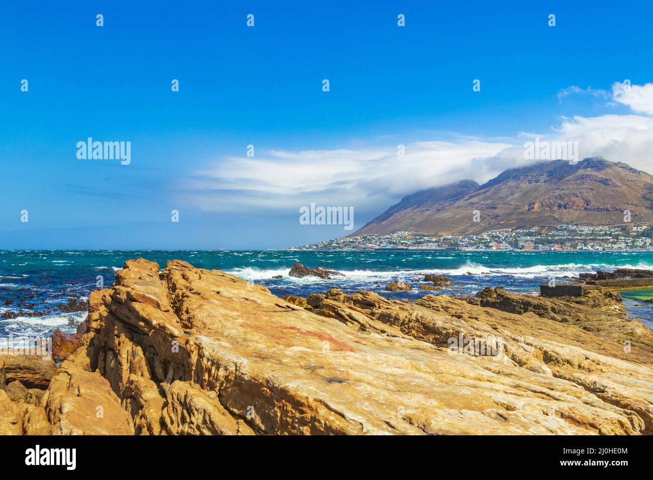 False Bay rough coast landscape Town Cape Town South Africa Stock Photo ...