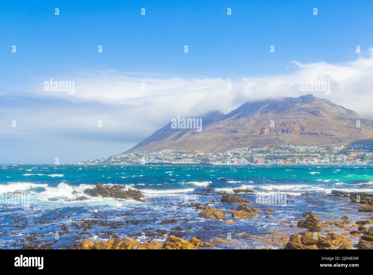False Bay rough coast landscape Town Cape Town South Africa Stock Photo ...