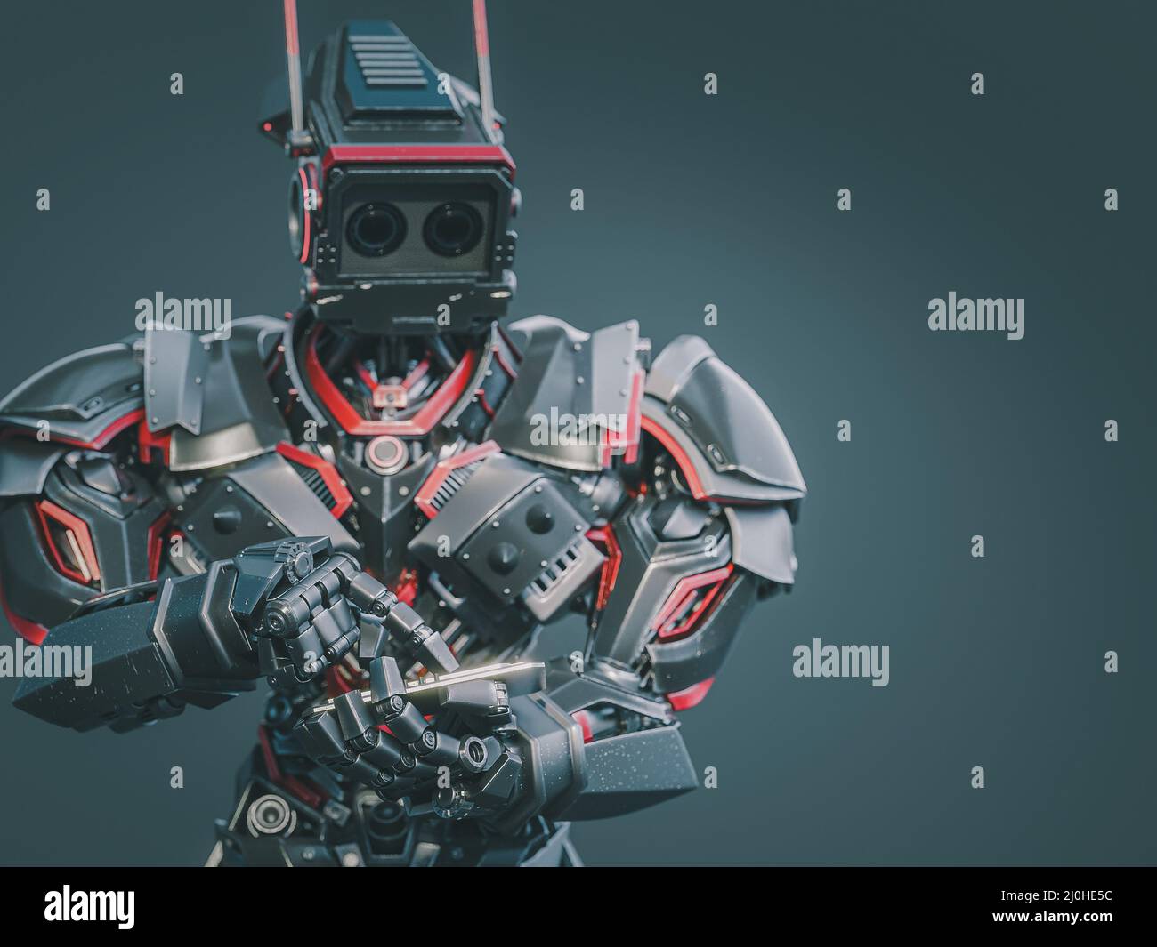 Future robot with metaverse digital cyber world technology.3d rendering ...