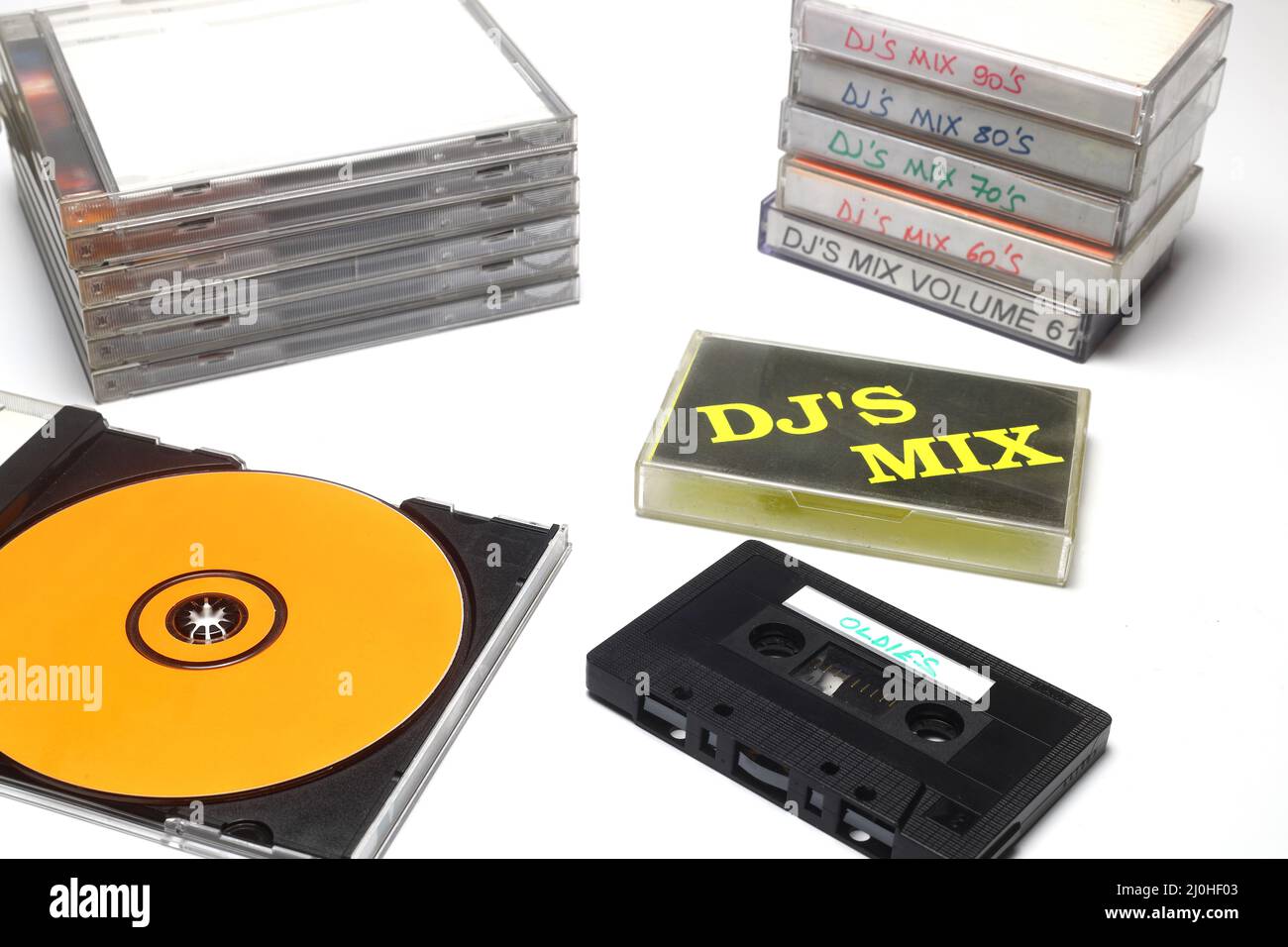 Retro audio cassette tape from the 80s and 90s on a white background ...